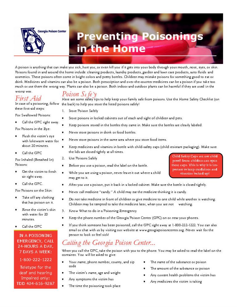 Preventing Poisonings in the Home (Downloadable) | Georgia Poison Center